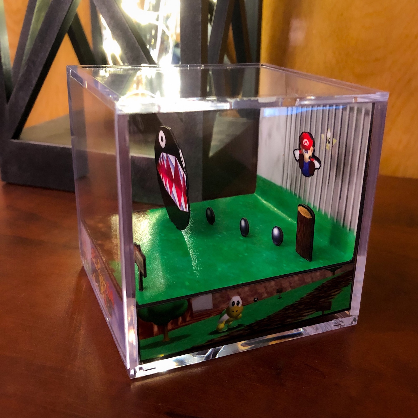 Super Mario 64 Diorama Cube: Chain Chomp Video Game Room Decoration ...