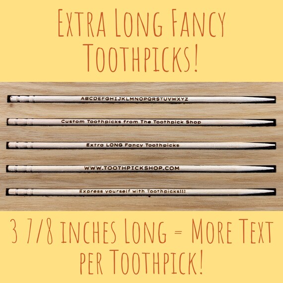 Fancy Extra Long Elegant Wood Toothpicks With Custom Engraving | Etsy