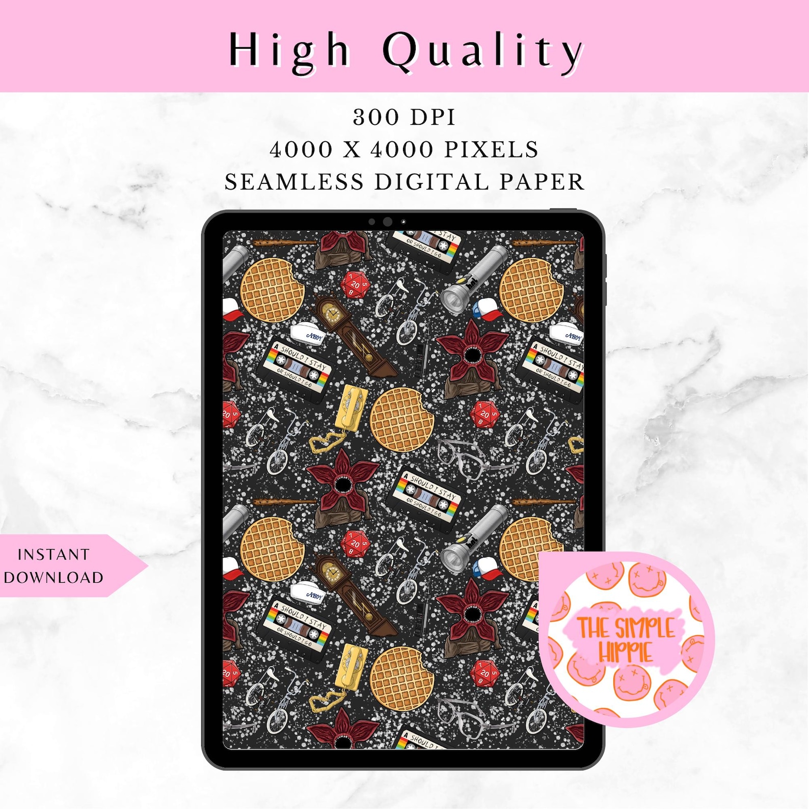 Stranger Thing Seamless, Inspired Design, Hawkins, Digital Paper ...