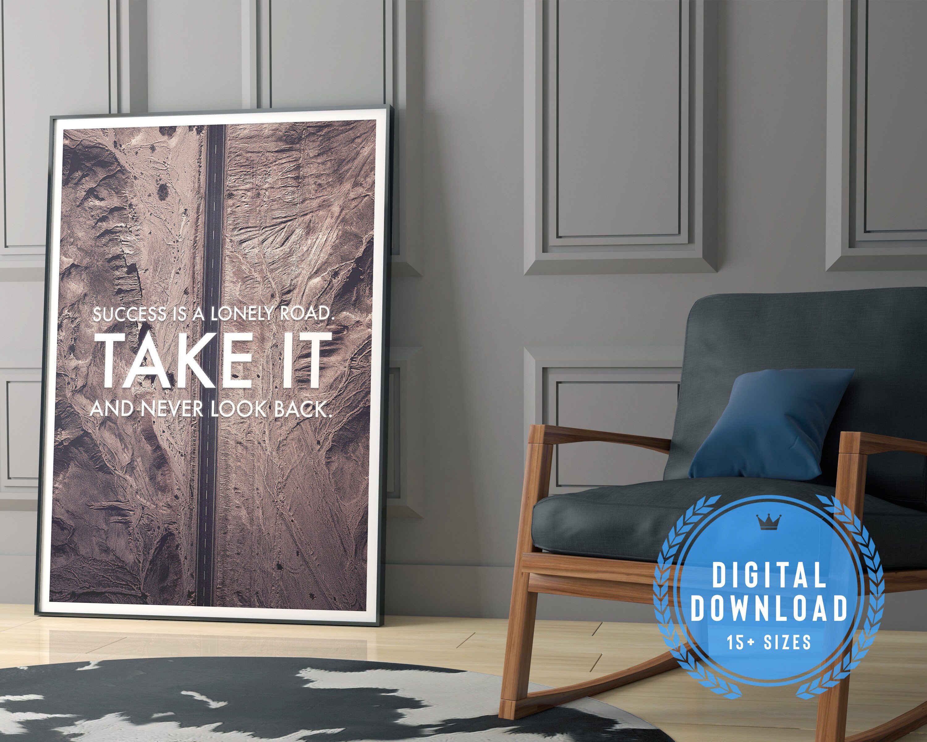 Success is A Lonely Road Printable Art, Motivational Quote Print, Wall ...