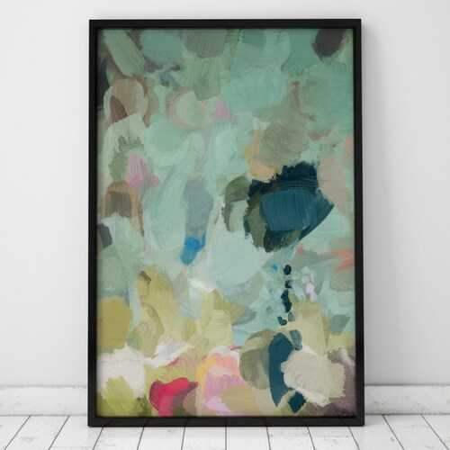 Mint Green Wall Art Green Abstract Painting Large Wall Art - Etsy