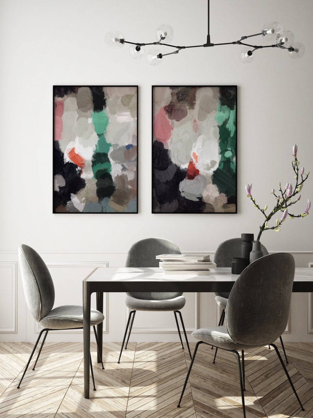 Modern Art Painting Set, Abstract Art Set, Set of 2 Wall Art, Large ...