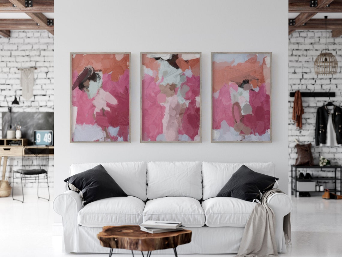 Pink Abstract Painting, Large Wall Art, Abstract Painting, Pink ...
