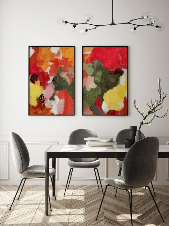 Abstract Gallery Wall Set Abstract Art Set of 2 Large Wall - Etsy