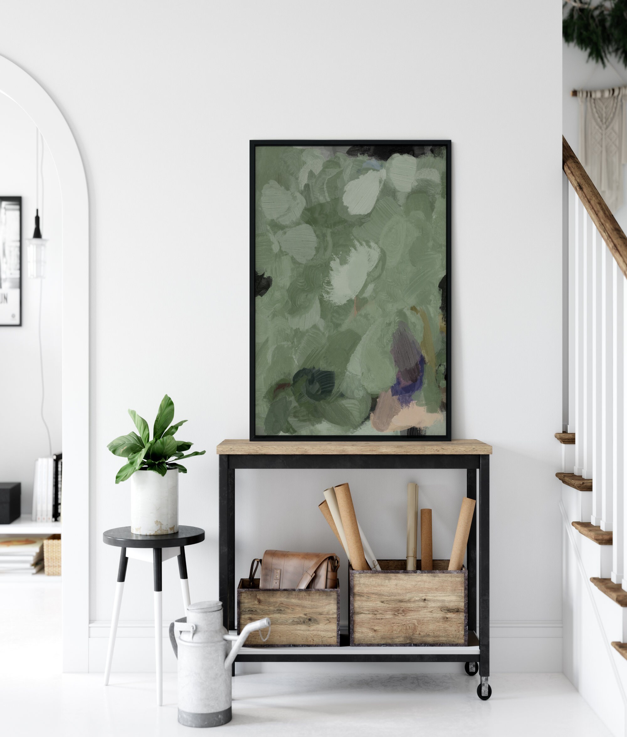 Green Abstract Art Prints Forest Olive Green Set of Two Prints, Green ...