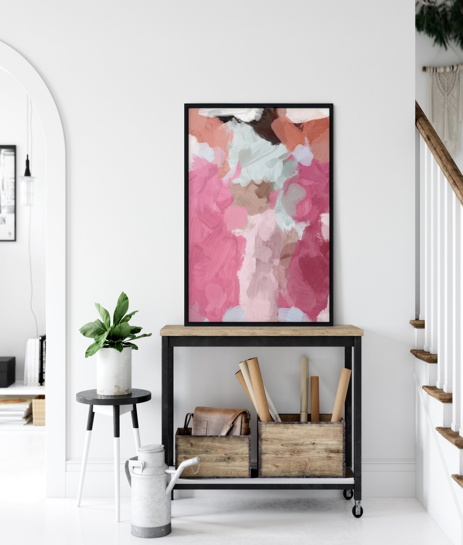Pink Abstract Painting, Large Wall Art, Abstract Painting, Pink ...