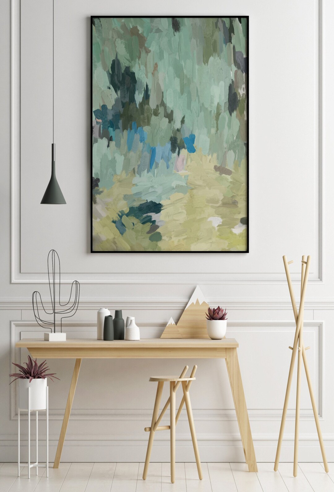 Green Abstract Painting, Mint Green Wall Art, Large Wall Art, Abstract ...