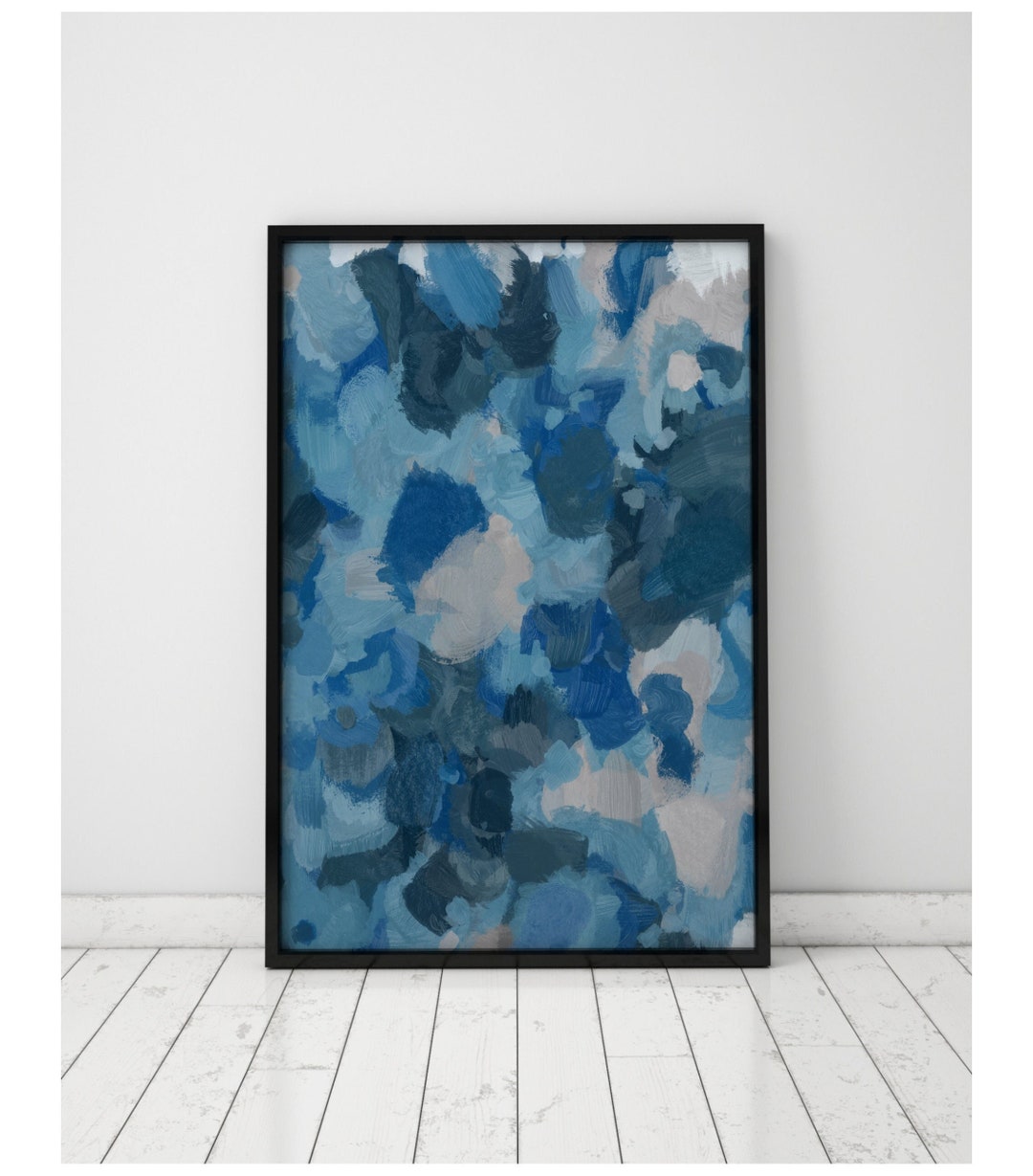 Blue Abstract Print Navy Blue Abstract Art, Blue and Gray Wall Art ...