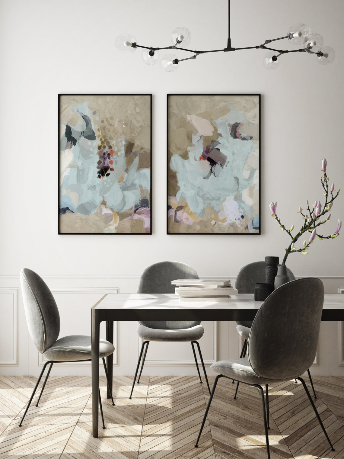 Abstract Art Set, Set of 2 Wall Art, Large Wall Art, Abstract Art Set ...