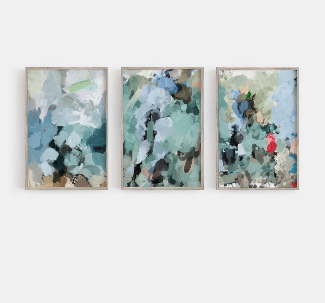 Abstract Painting Set of 3 Wall Art, Living Room Art, Gallery Wall Art ...