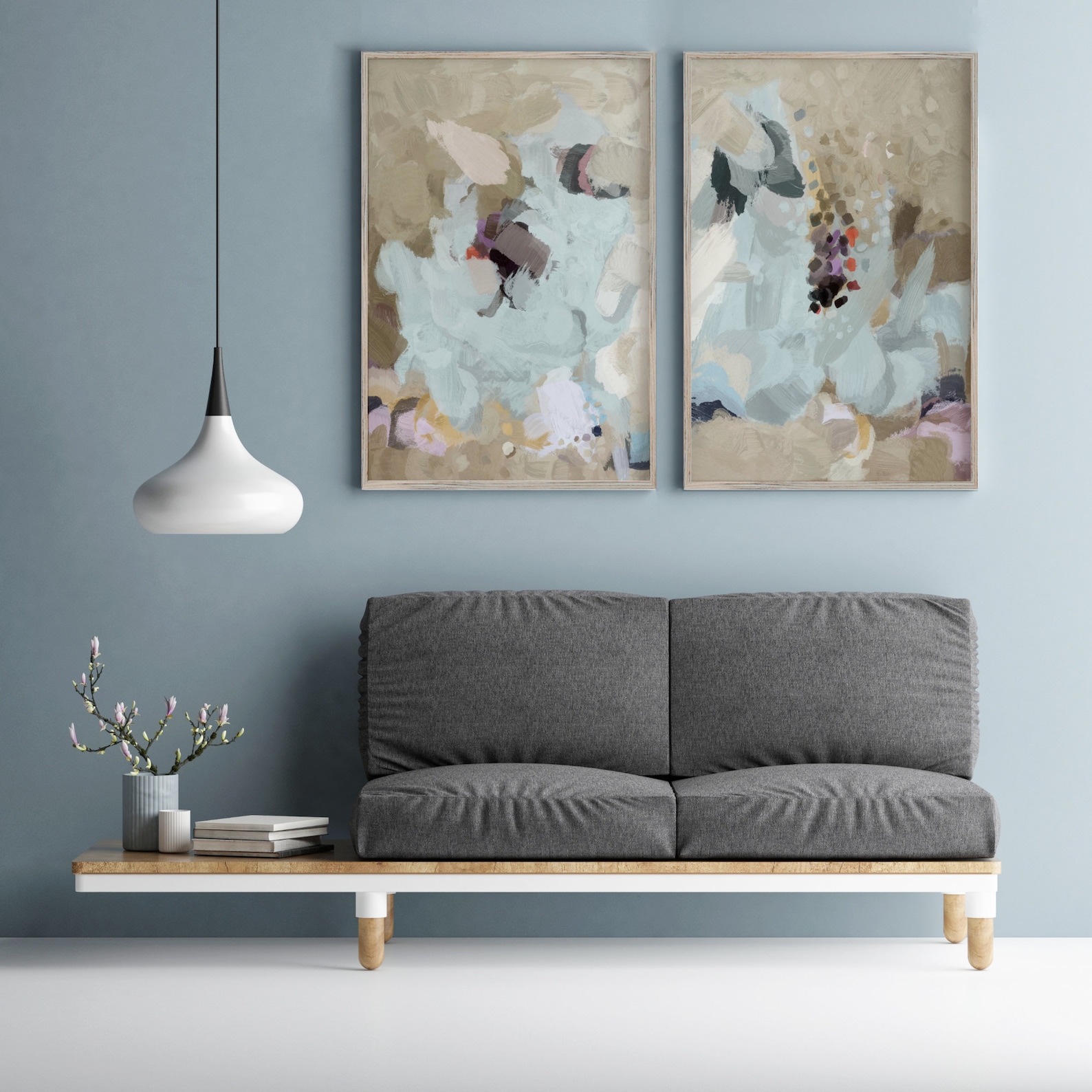 Abstract Art Set, Set of 2 Wall Art, Large Wall Art, Abstract Art Set ...