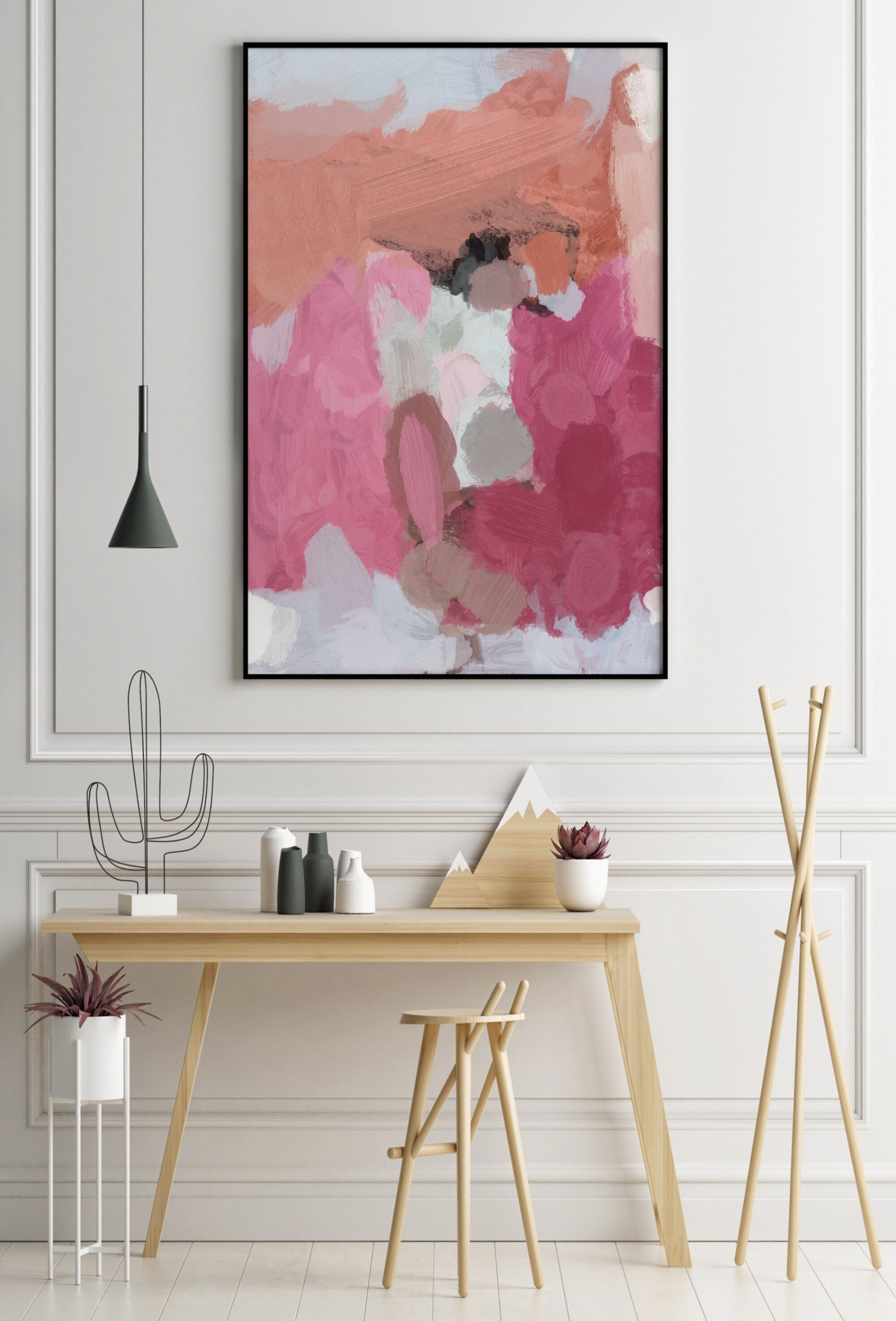 Pink Abstract Painting, Large Wall Art, Abstract Painting, Pink ...