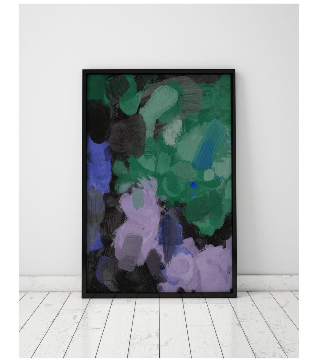 Dark Green Abstract Art, Forest Green Abstract Painting, Large Wall Art ...