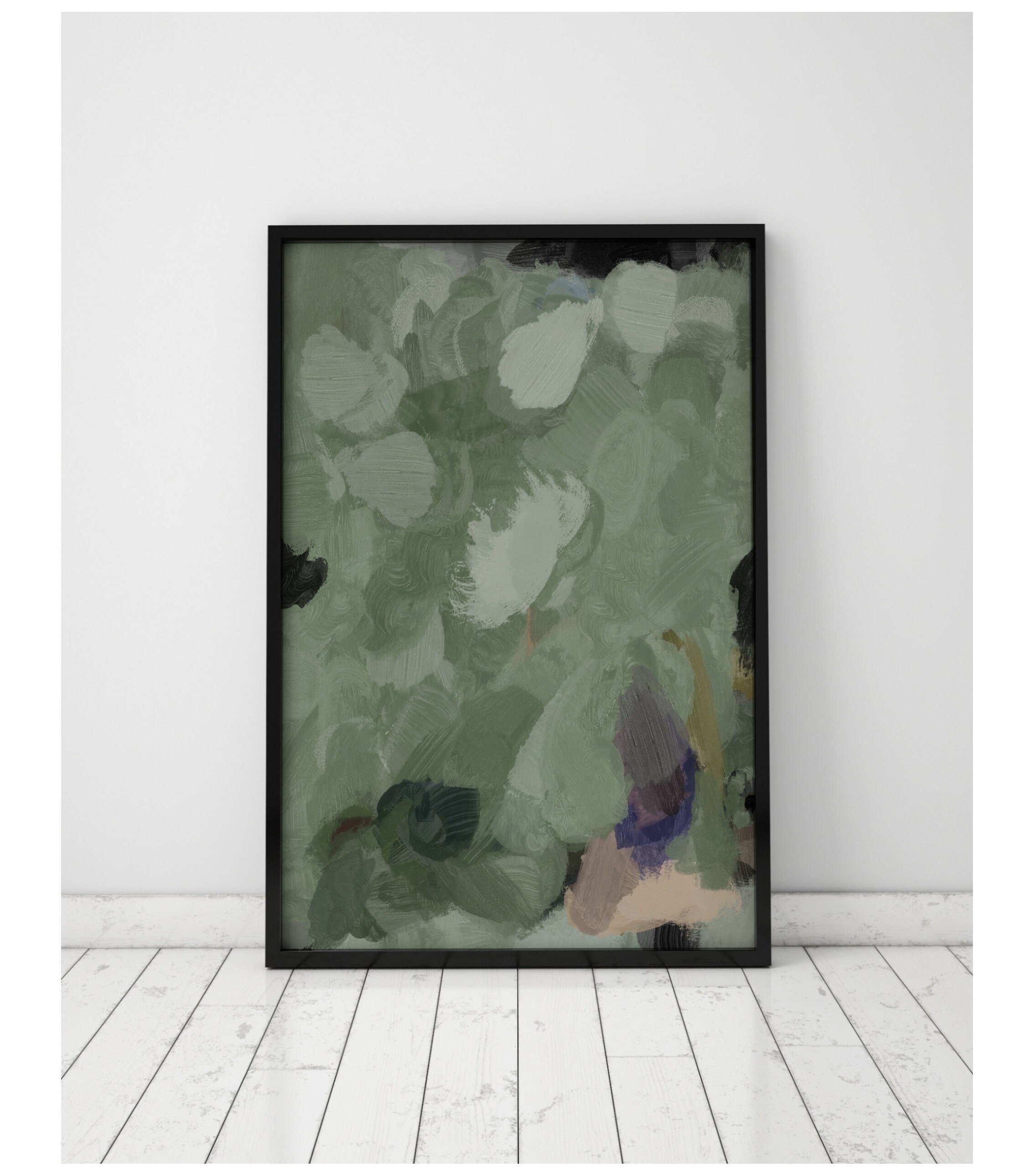 Green Abstract Art Prints Forest Olive Green Set of Two Prints, Green ...