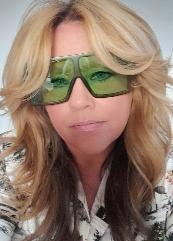 Green visor sunglasses sun shades fashion glasses ret… - Gem