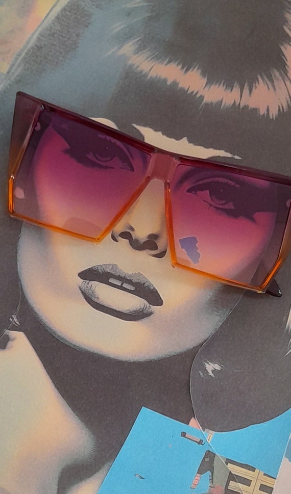 Purple angular kitsch 70s fashion sunglasses 50s amer… - Gem