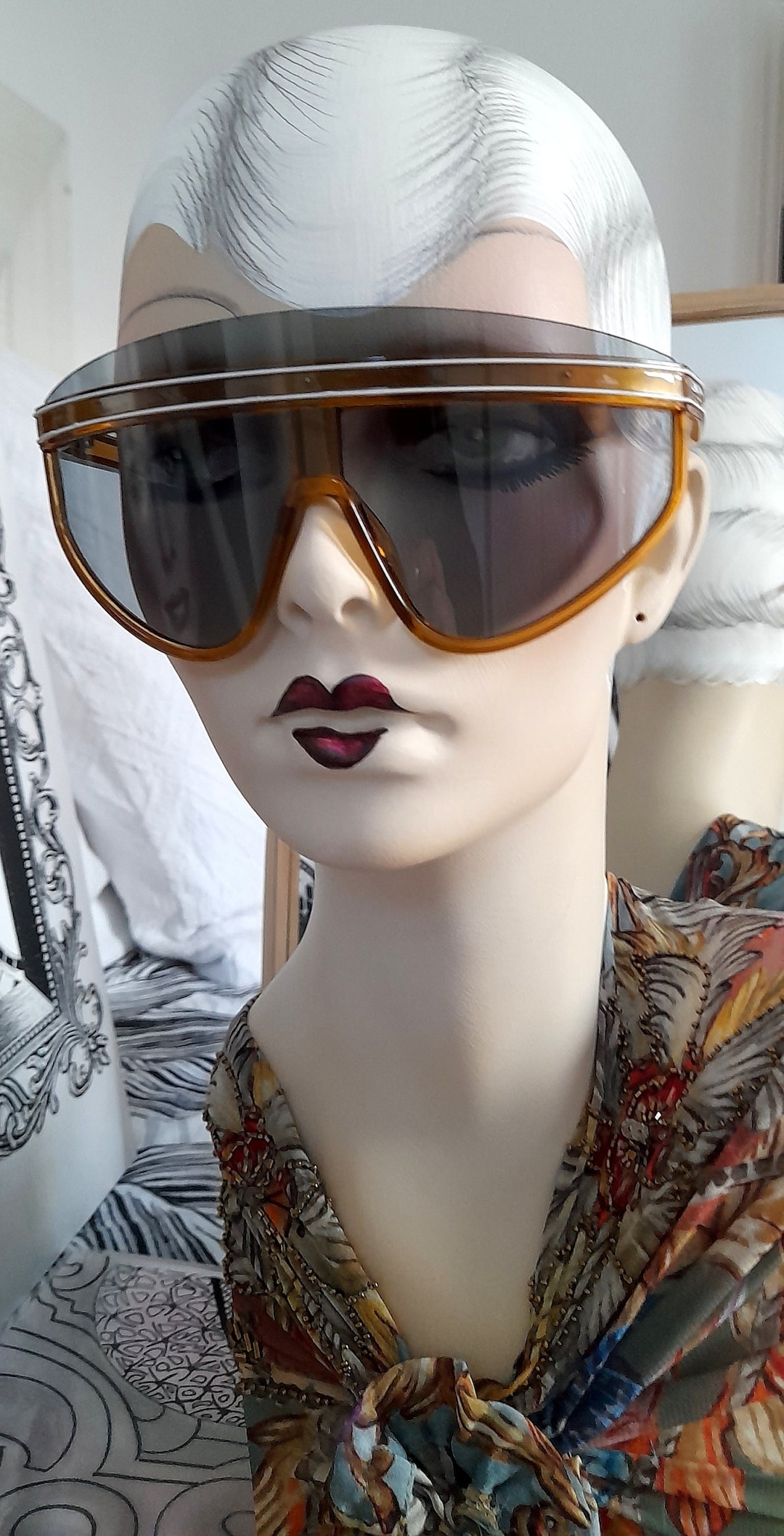 Topaz Quartz Sun Tan Tinted Ski Sunglasses Gold Bold Ski Goggle 70s ...