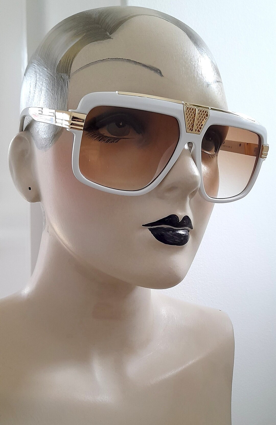 Gradient Cream Gold Amber Classy Ombre Oversized Chunky Sixties Retro ...