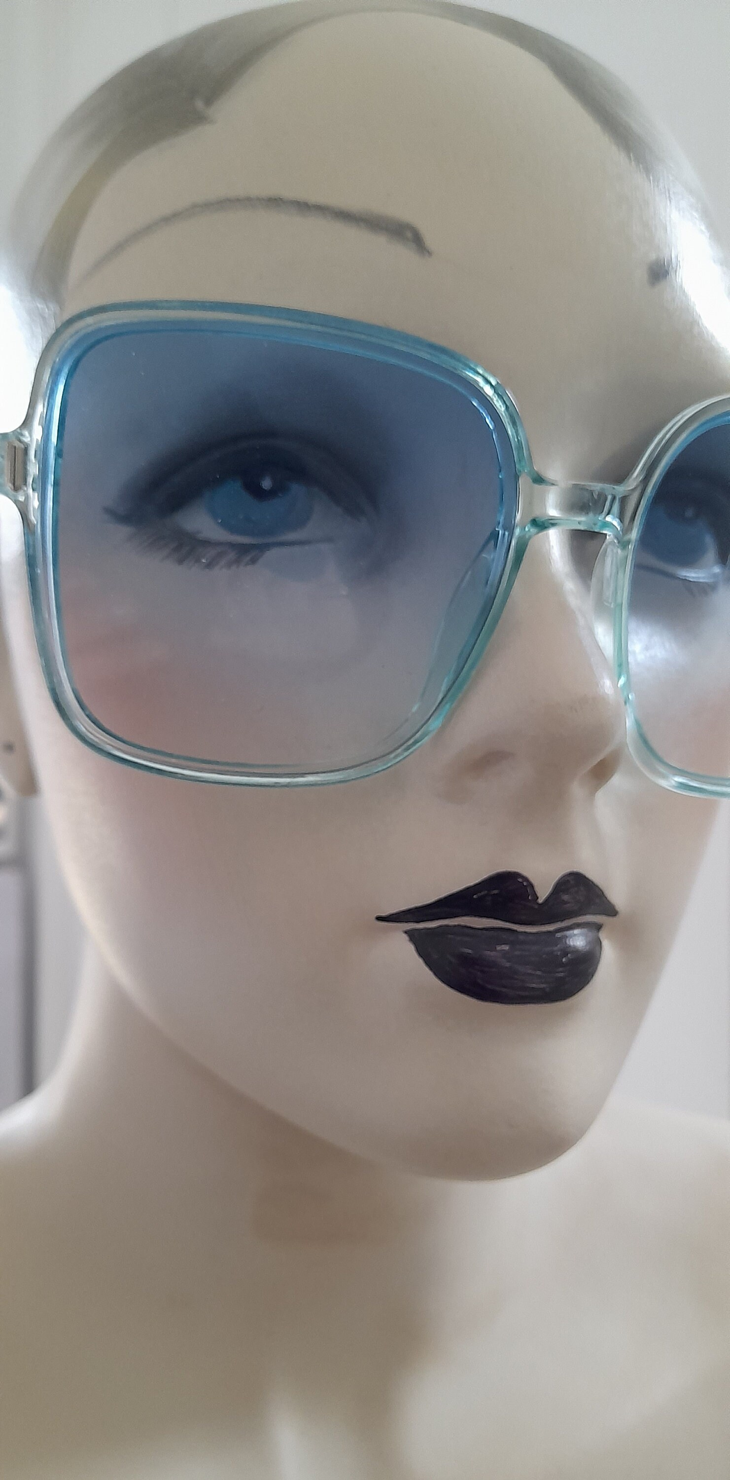 Blue Light Frame 70s Square Sunglasses Jackie O 70s Retro Gradient Tint ...