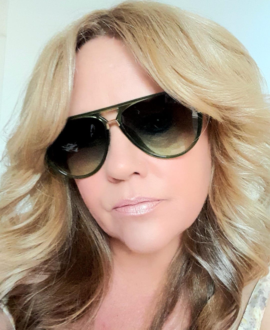 Green Sunglasses Police Retro Gradient Oversized Aviators Light ...
