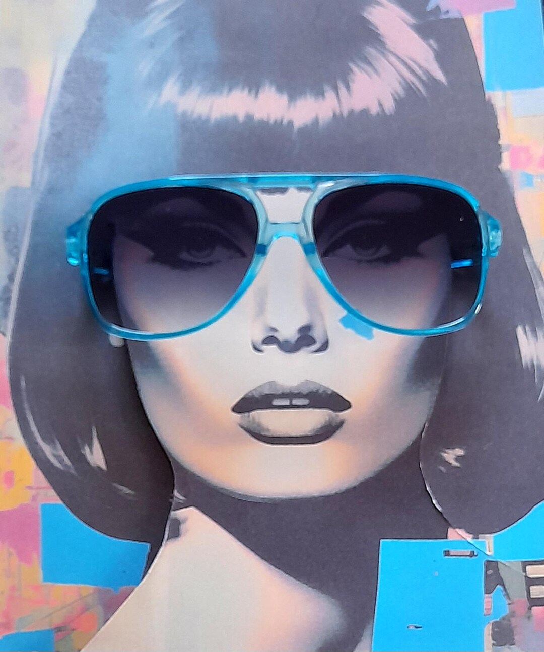 Light Frame 70s Blue Tint Sunglasses Jackie O 70s Retro Gradient Tint ...