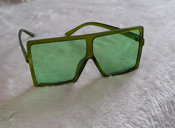 Green visor sunglasses sun shades fashion glasses ret… - Gem