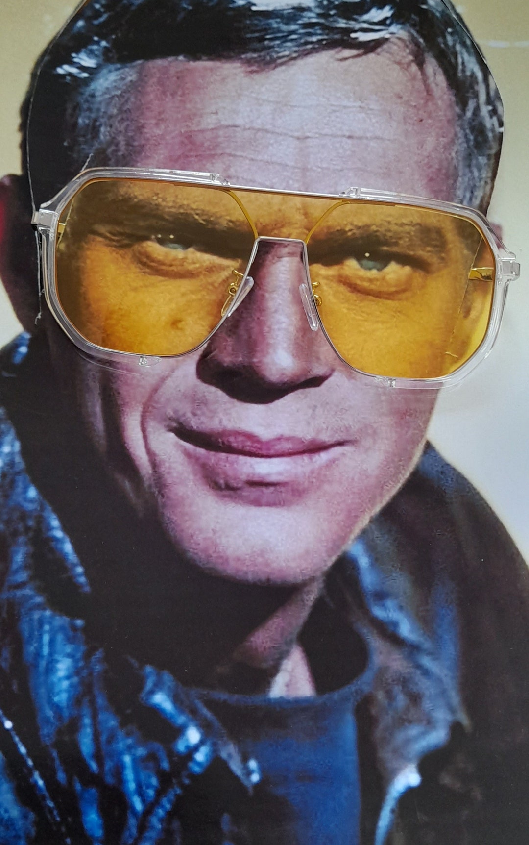 Yellow Light Frame 70s Yellow Tint Sunglasses Jackie O 70s Retro ...