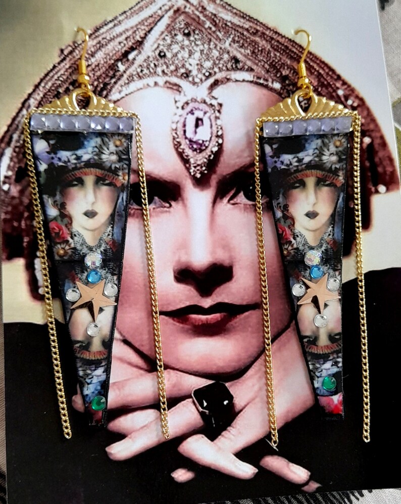 Art Deco Pierrot Flapper Doll Mask Venetian Dangle Drop Theatre ...