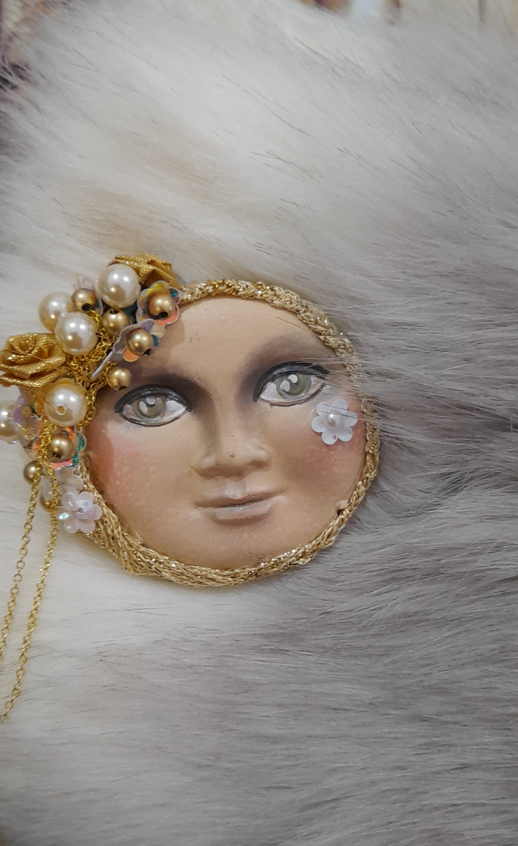 House of Harlequin Man in Moon Brooch With Cluster Flowers Coat Pin Hat ...