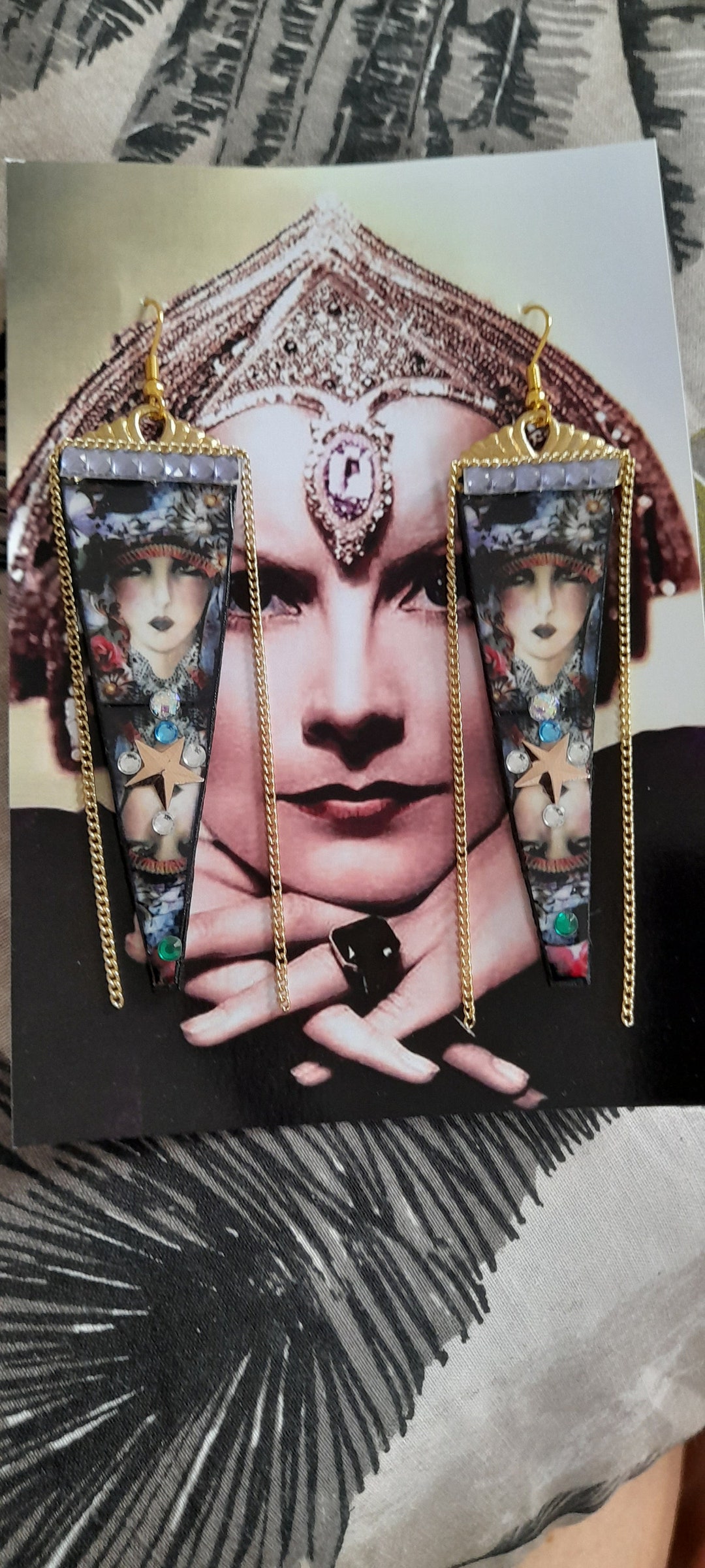 Art Deco Pierrot Flapper Doll Mask Venetian Dangle Drop Theatre ...