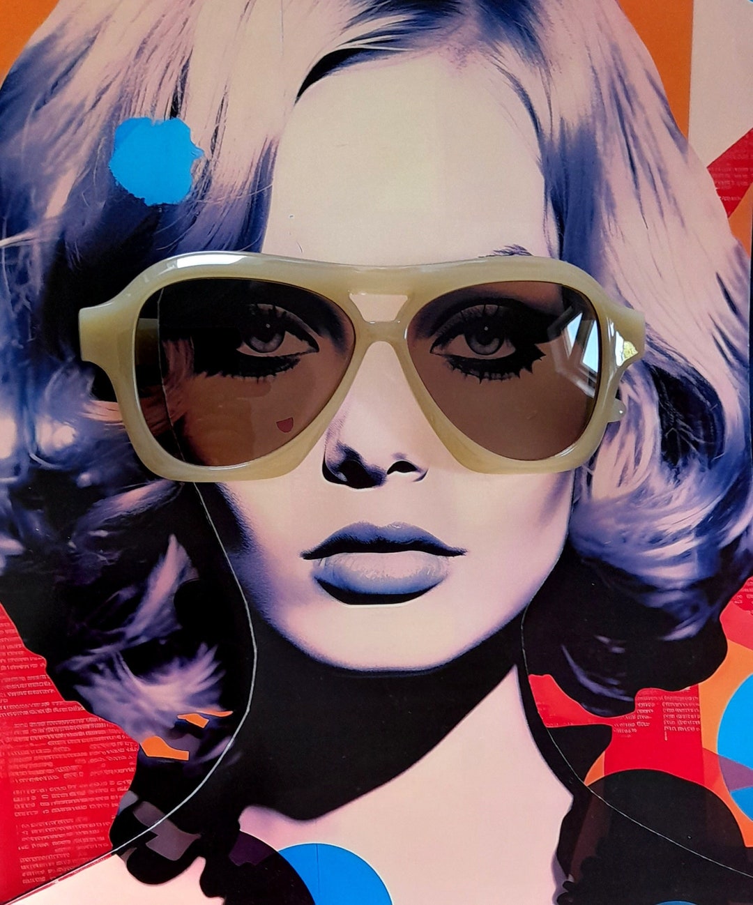 Super Retro 50s 60s Neutral Frame Stylish Tinted Sunglasses Mod Punk ...