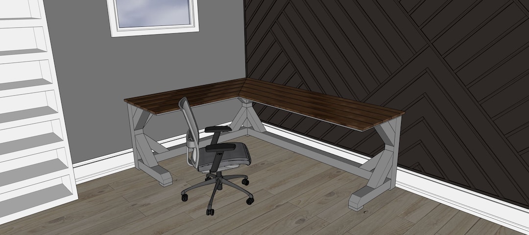 L Shaped Farm House Office Desk Plans - Etsy