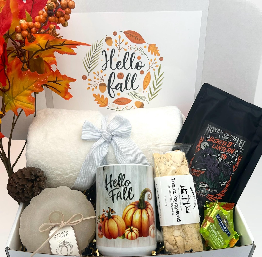 Fall Gift Box for Fall Lovers, Fall Blanket Gift for Her, Fall Themed ...