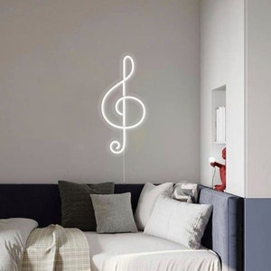 Treble Clef LED Neon Sign | Musical Note Wall Decor - Choose Your Color ...
