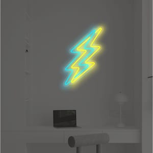 Lightning Bolt LED Neon Sign, Kids Night Light, Thunder Bolt Wall Decor ...