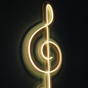 Treble Clef LED Neon Sign | Musical Note Wall Decor - Choose Your Color ...