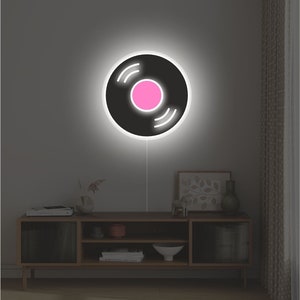 Vinyl Record LED Neon Sign, Music Wall Décor, 90s Theme Party ...