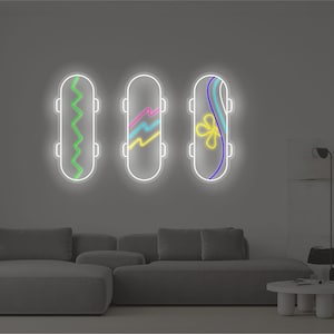 Skateboard LED Neon Sign | Skate Art | Skateboard Wall Art | Teen Room ...