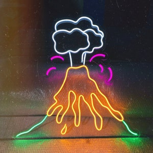Volcano Eruption LED Neon Sign | Nature Aesthetic | Wall Hanging Light ...