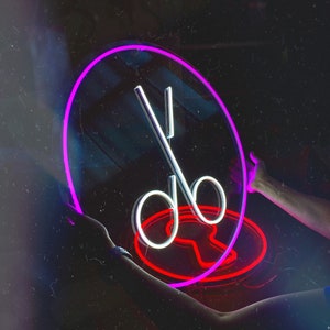 Scissors LED Neon Sign - Beautiful Salon Decor for Hairdresser Business ...