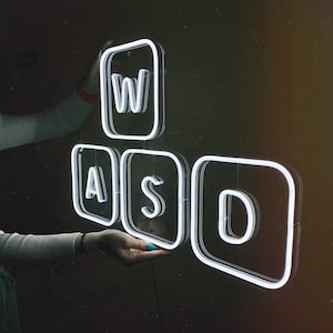 WASD LED Neon Sign, Decor for Game Room, Man Cave Sign, Streamer Room ...