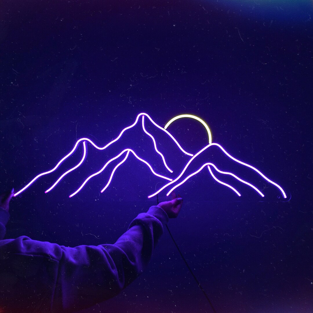 Mountain LED Neon Sign | Customize Large Sunset Acrylic Wall Art ...