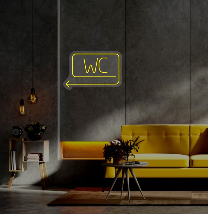 WC Restroom Neon Sign Navigation Arrow Wall Decor for - Etsy
