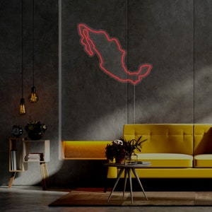 Mexico Map Outline Led Neon Sign | Map for Home Decor - Personalised ...
