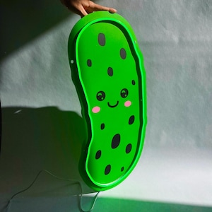 Cute Pickle Baller LED Neon Sign | Funny Cucumber Wall Art | Food Wall ...