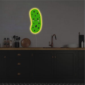 Cute Pickle Baller LED Neon Sign | Funny Cucumber Wall Art | Food Wall ...