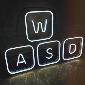 WASD LED Neon Sign, Decor for Game Room, Man Cave Sign, Streamer Room ...