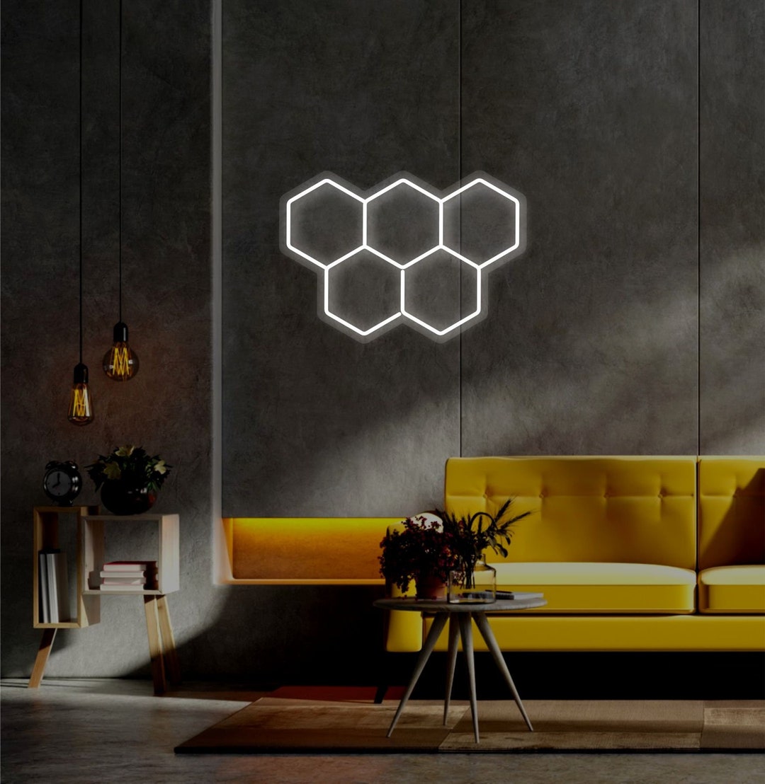 Honeycomb Led Neon Sign Minimalistic Geometric Decor - Etsy