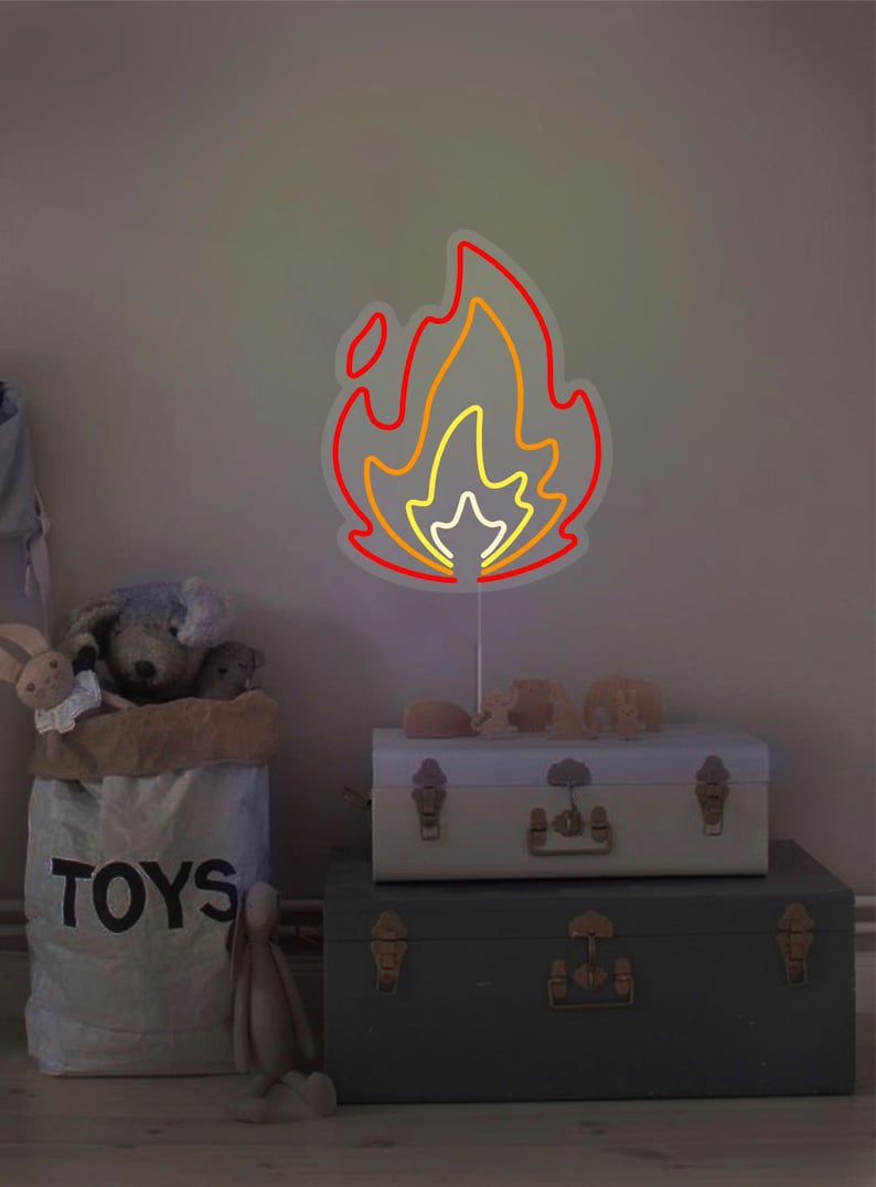 Fire LED Neon Sign Flame Neon Wall Art Aesthetic Room - Etsy