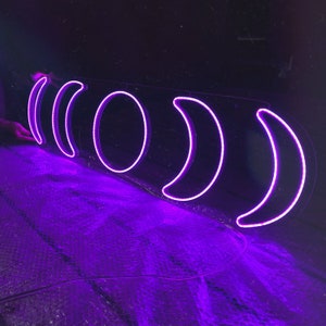 Moon Phase LED Neon Sign | Lunar Wall Decor for Home | Boho Astrology ...